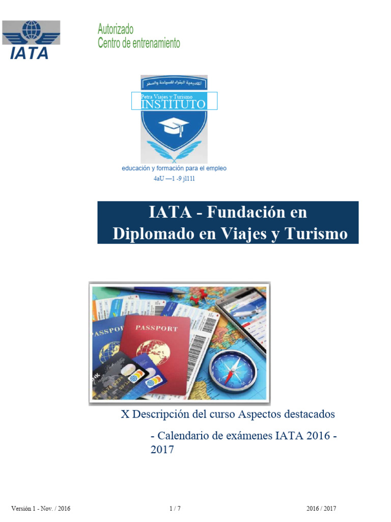 IATA - Diploma de Fundación en Viajes y Turismo | PDF | Turismo ...