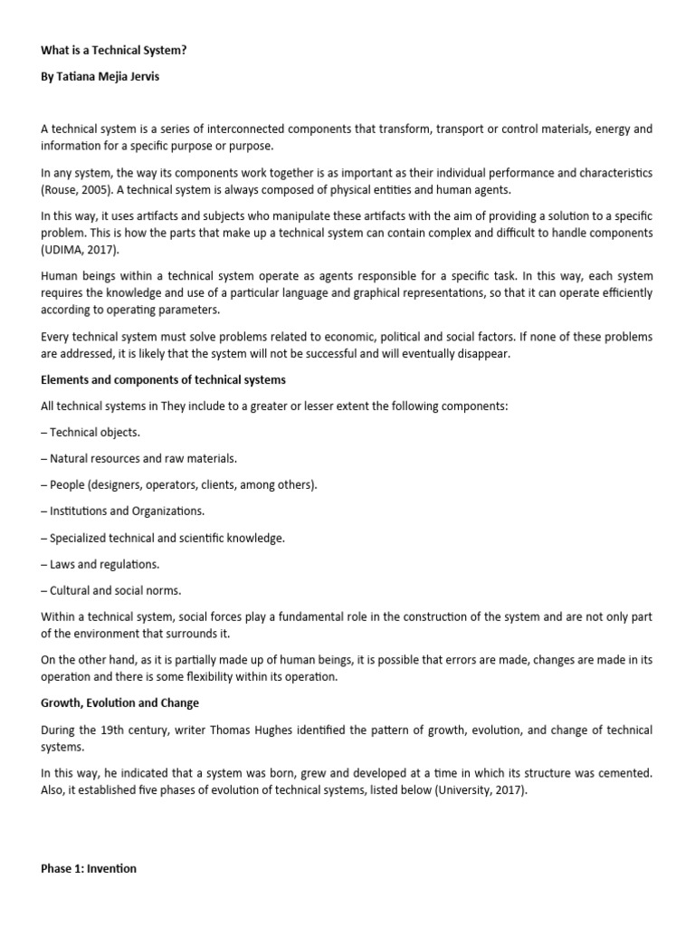 What Is A Technical System | PDF | System | Innovation