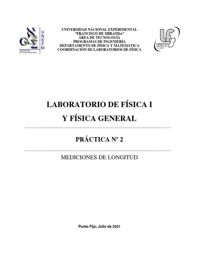 Practica 2 Fisica I Mediciones de Longitud Ach | PDF | Longitud