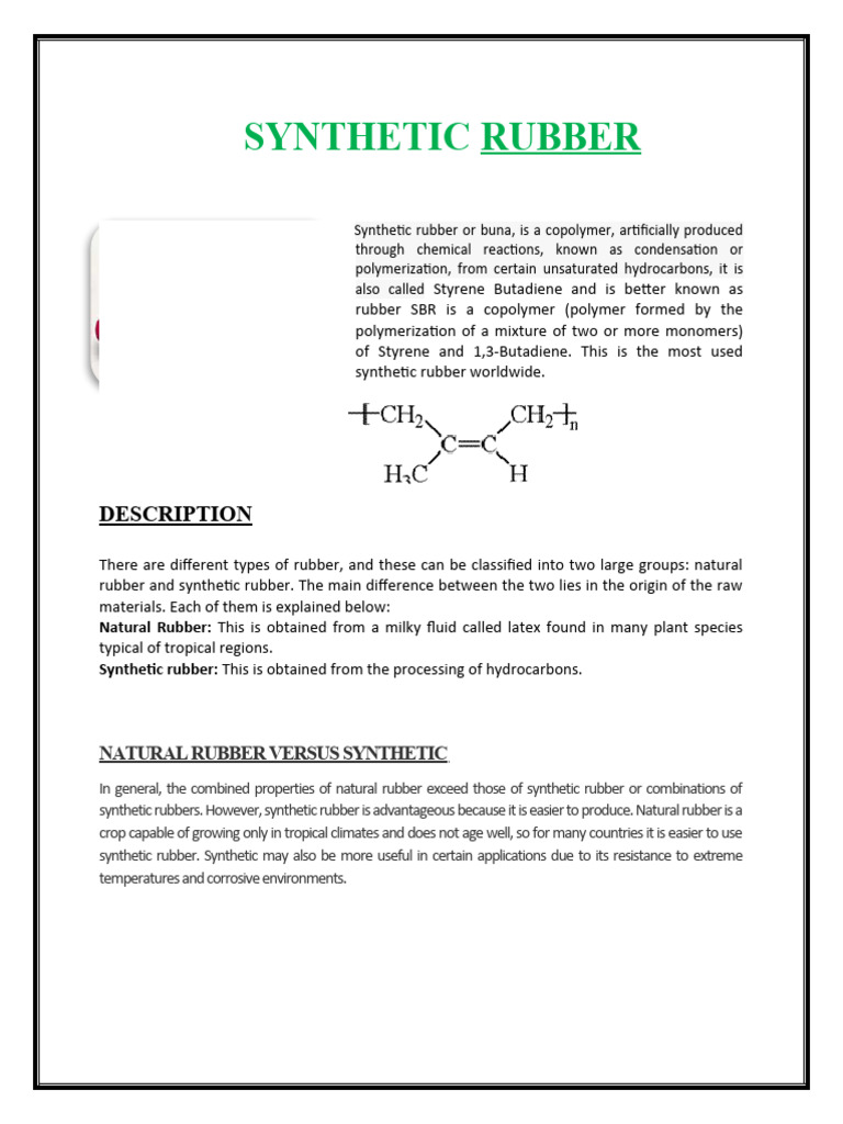 Synthetic Rubber | PDF | Copolymer | Natural Rubber