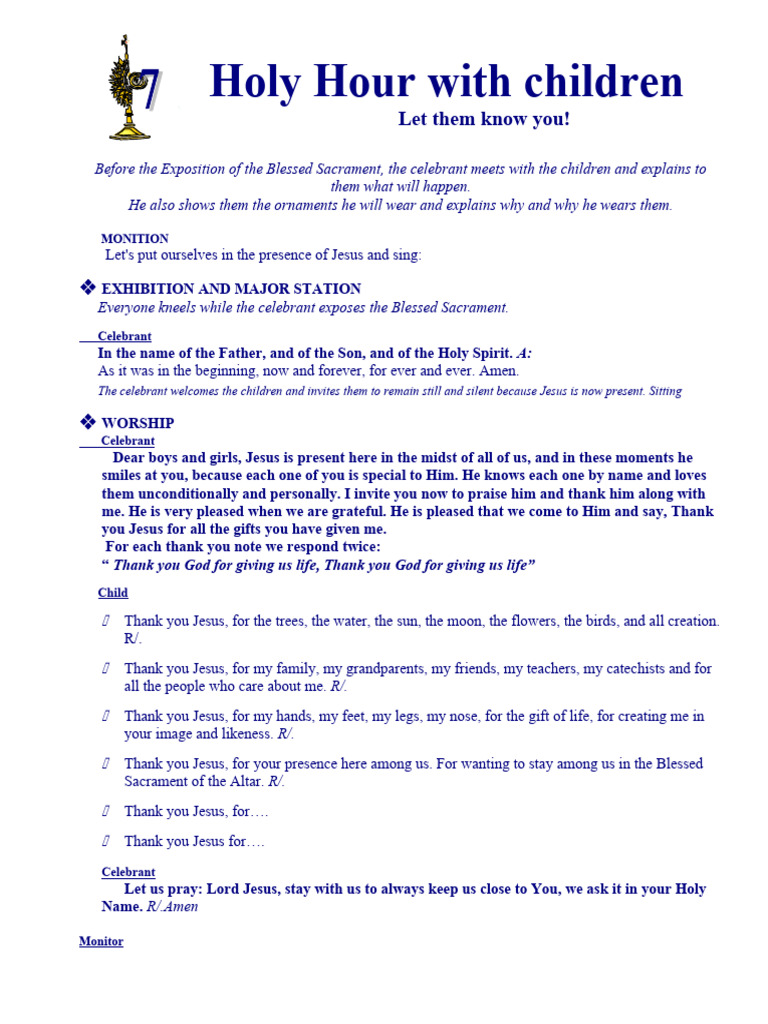 Children's Holy Hour | PDF | Eucharist | Rosary