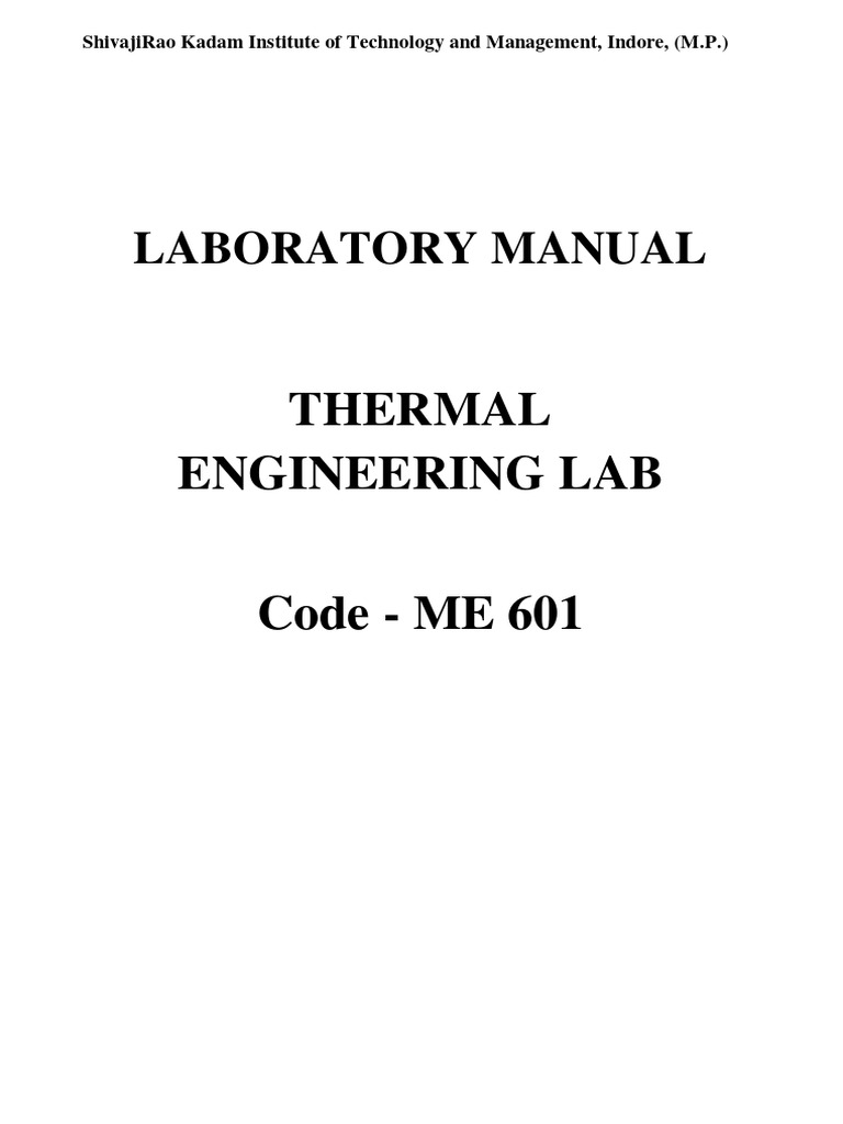 ME 601 - Thermal Engg Lab Manual | Download Free PDF | Boiler | Pump