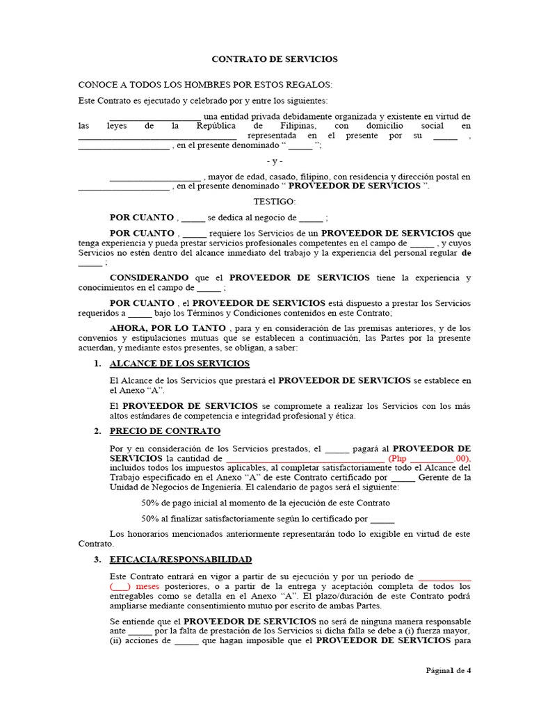 Modelo de Borrador de Contrato de Servicios | PDF | Daños y perjuicios