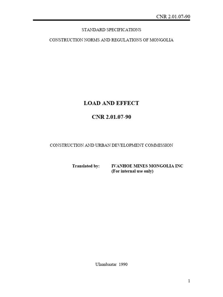 BNBD 2.01.07-90 - Load and Effect | PDF | Structural Load | Crane (Machine)