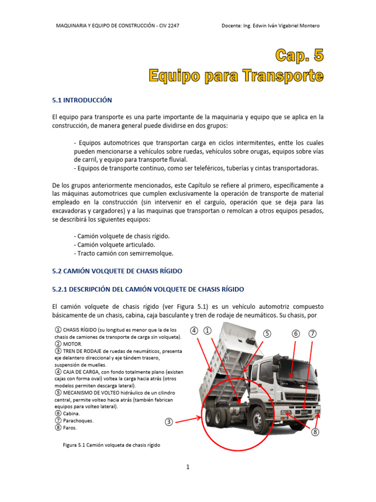 Cap 5 EQUIPO PARA TRANSPORTE | PDF | Camión | Eje
