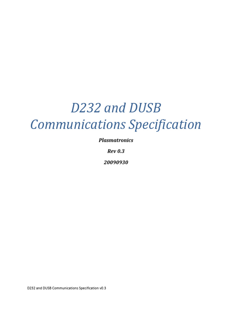 DUSB and D232 Communications v0.3 | PDF | Integer (Computer Science) | Parameter (Computer ...