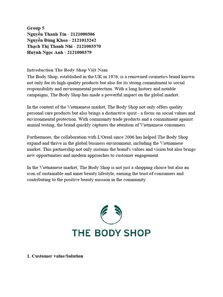 The Body Shop 7Cs Model | PDF | Pricing | Brand