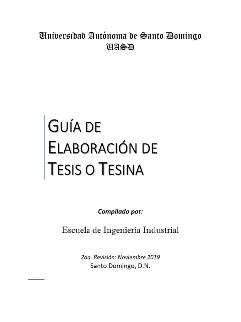 Guía para La Elaboración de La Tesis o Tesina Esc. Ing. Ind. | PDF ...