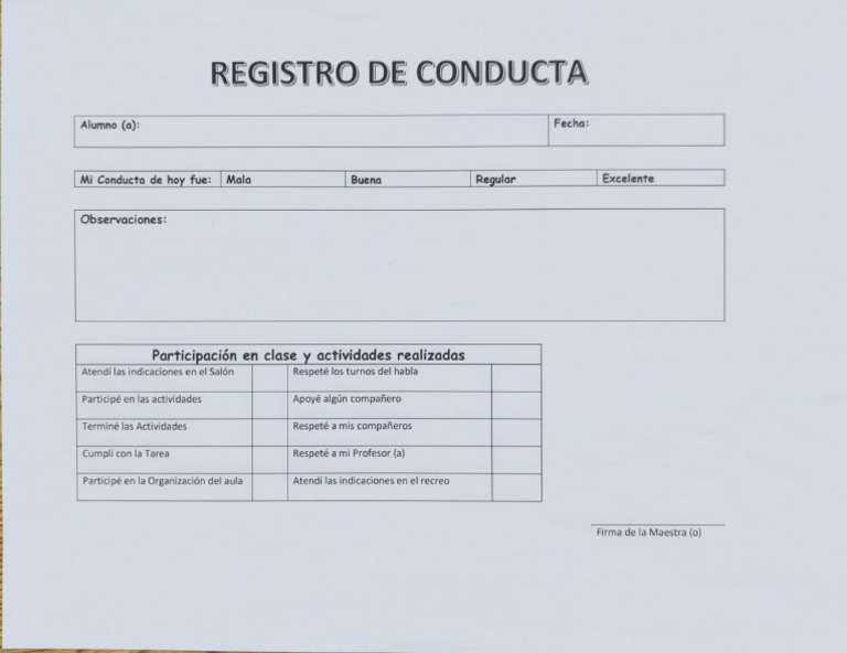 Registro Conducta | PDF