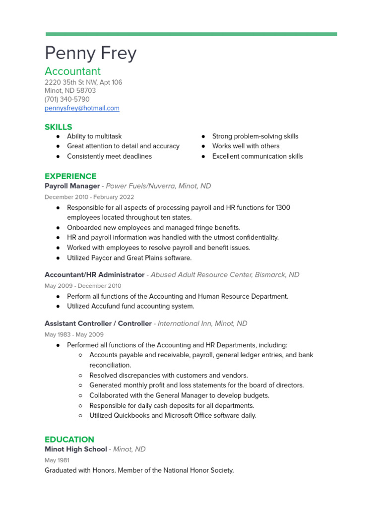 NDU Resume - Penny Frey 2022 | PDF