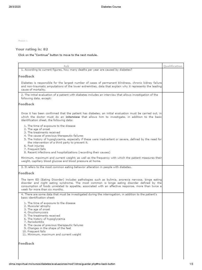 Diabetes Course Module 1 | PDF | Diabetes | Eating Disorder