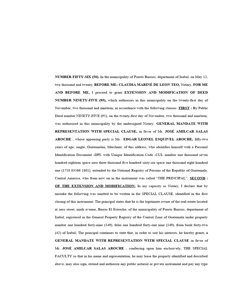 Extension and Modification of Deed 95 Mandate With General ...