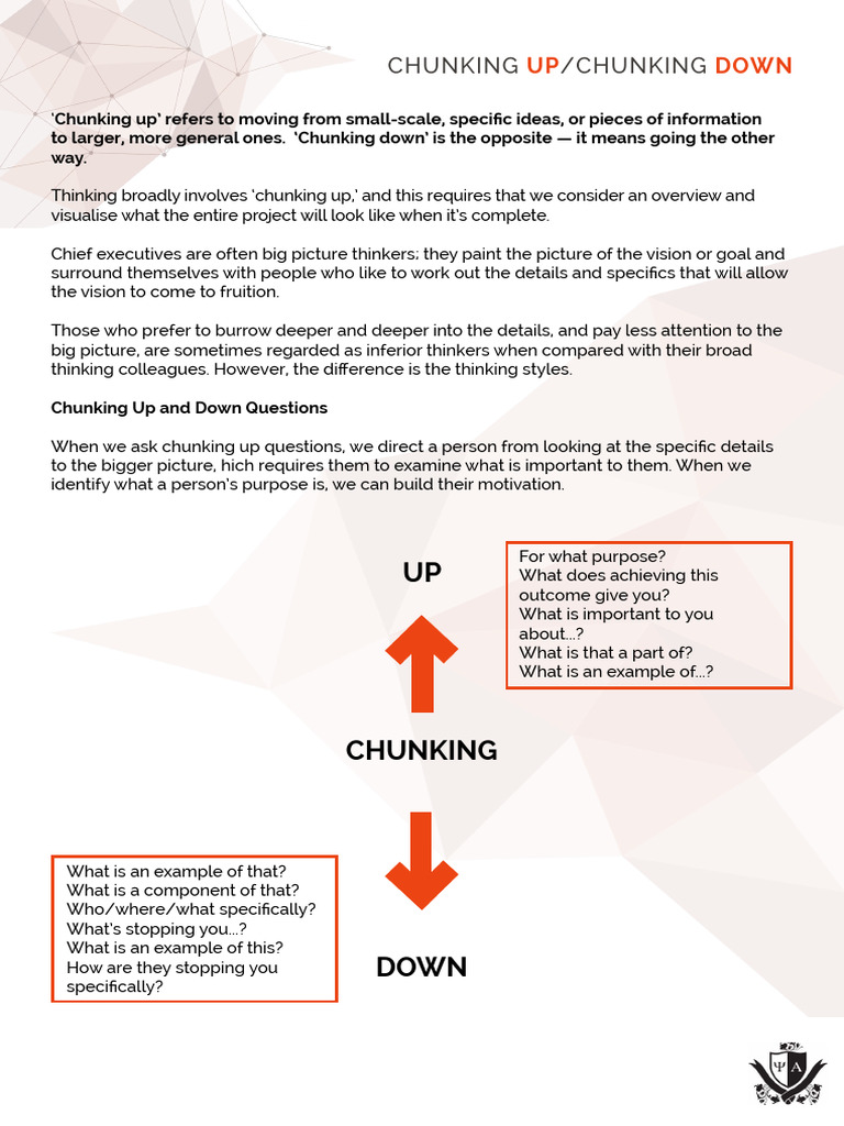 AMAP 11.38 Chunking Up Chunking Down | PDF | Goal | Motivational