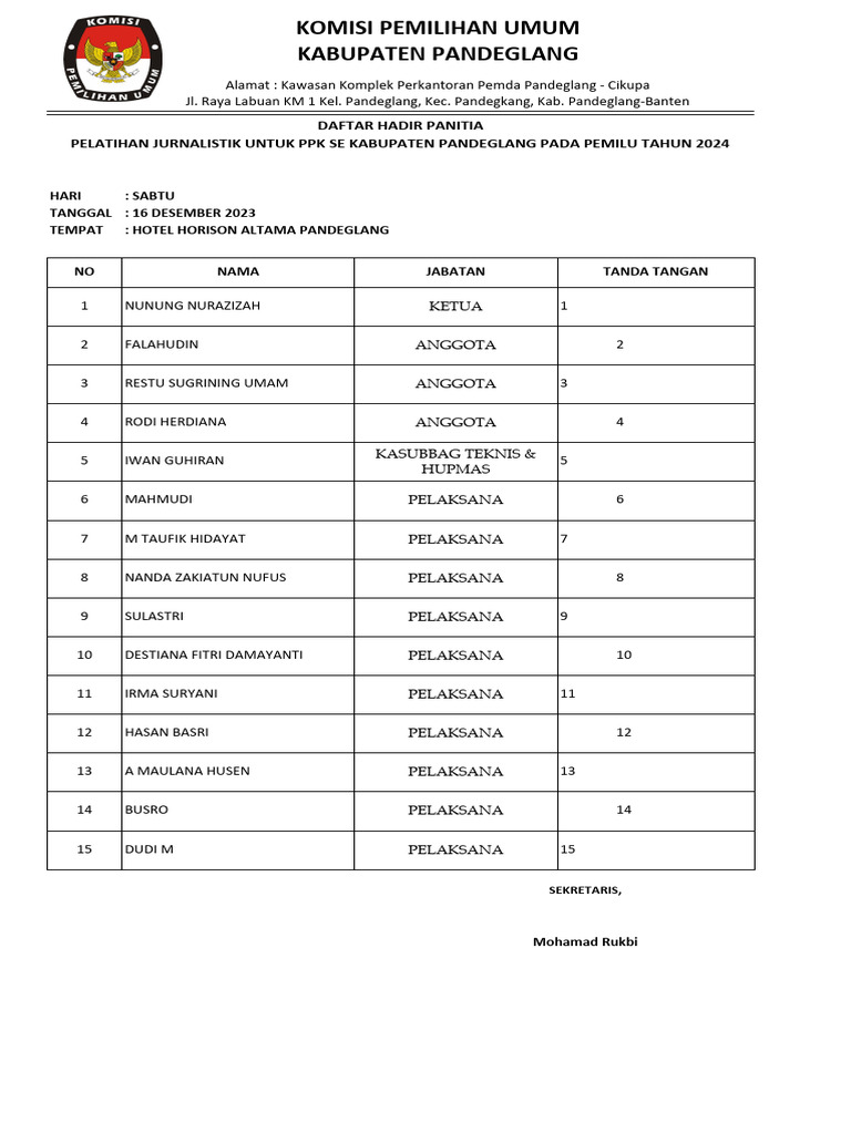 Tanda Terima Nominatif Jasa Kebersihan Wawancara Pps | PDF