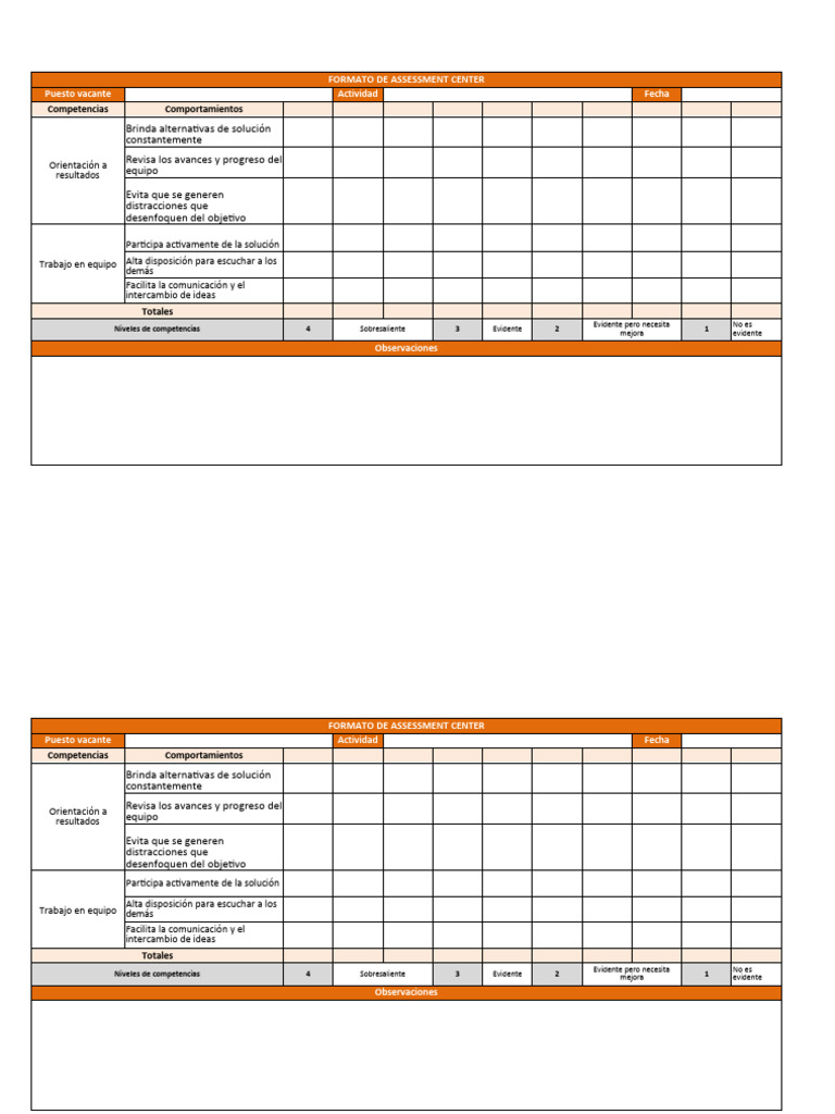 Formarto de ASSESSMENT CENTER | PDF
