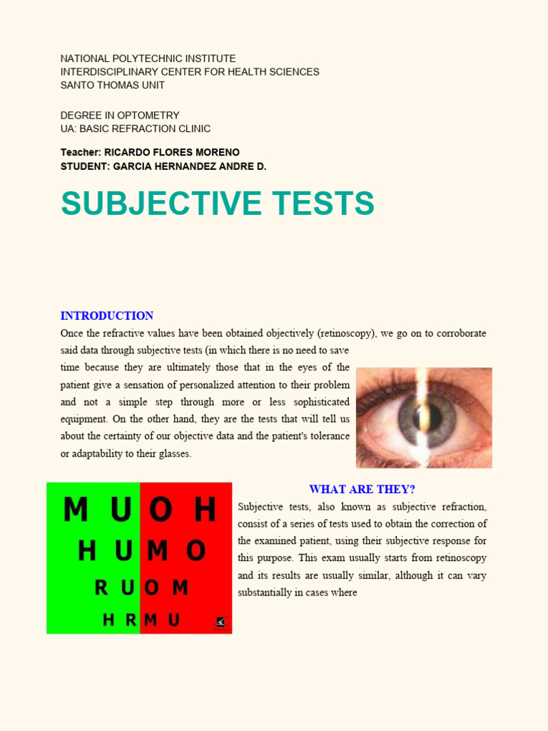 Subjective Tests Pdf Visual Acuity Visual System