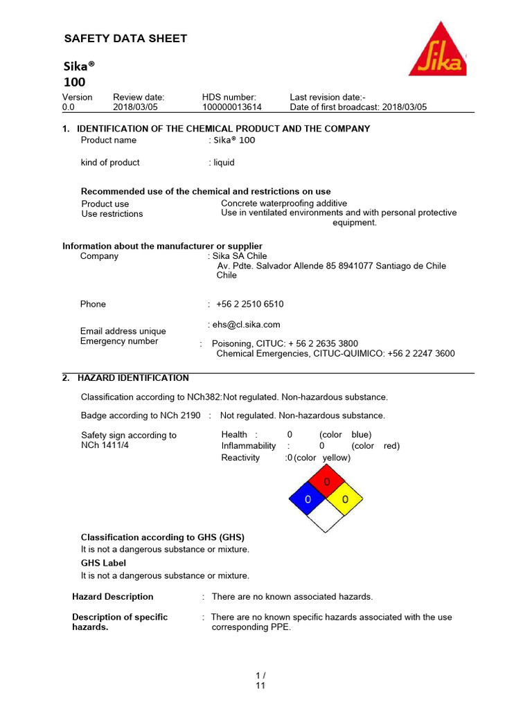 Safety Sheet | PDF | Dangerous Goods | Chemical Substances