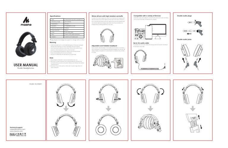 Maono AU-MH601 User Manual | PDF | Headphones | Sound Production Technology