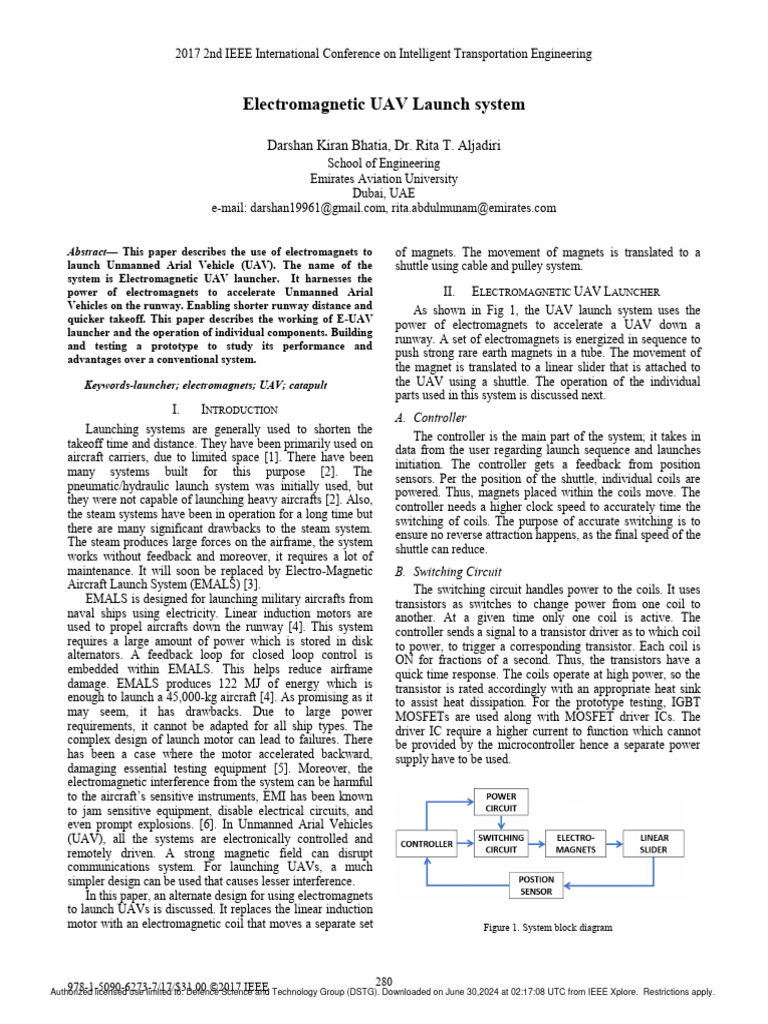Electromagnetic Uav Launch System Pdf Inductor Magnet