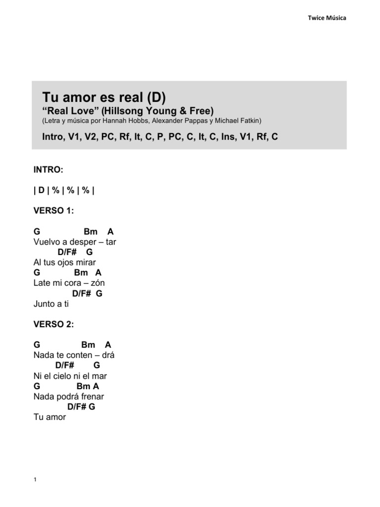 Tu Amor Es Real Acordes | PDF