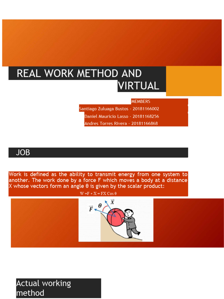 Real and Virtual Work Method | PDF | Force | Theoretical Physics