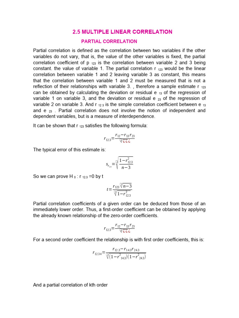 2.5 Multiple Linear Correlation | PDF | Errors And Residuals ...
