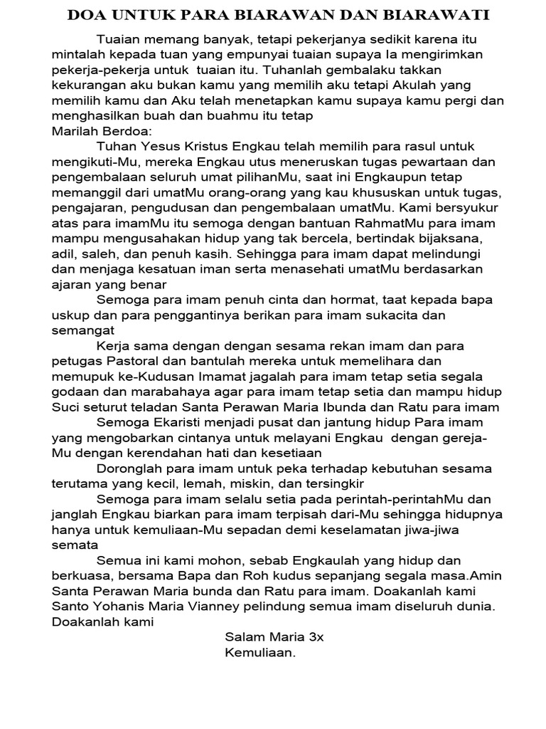 Doa untuk Biarawan dan Biarawati | PDF | Agama & Spiritualitas