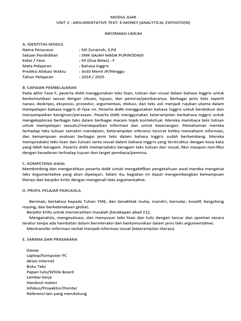 Modul Ajar Unit 2 | PDF