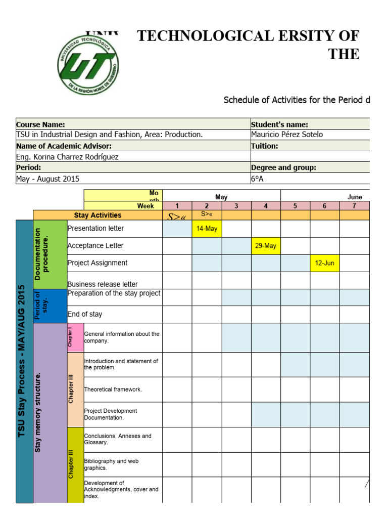 Stay Activities Schedule Format | PDF