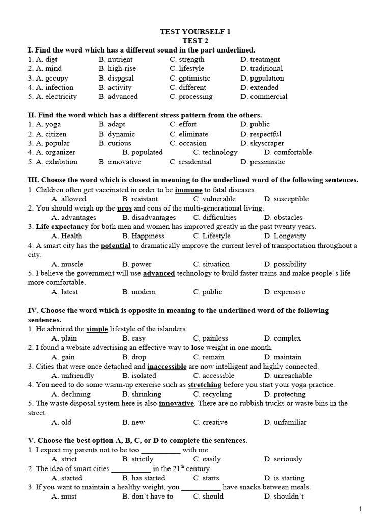 Test Yourself 1 - Test 2 | PDF | Attention | Parks
