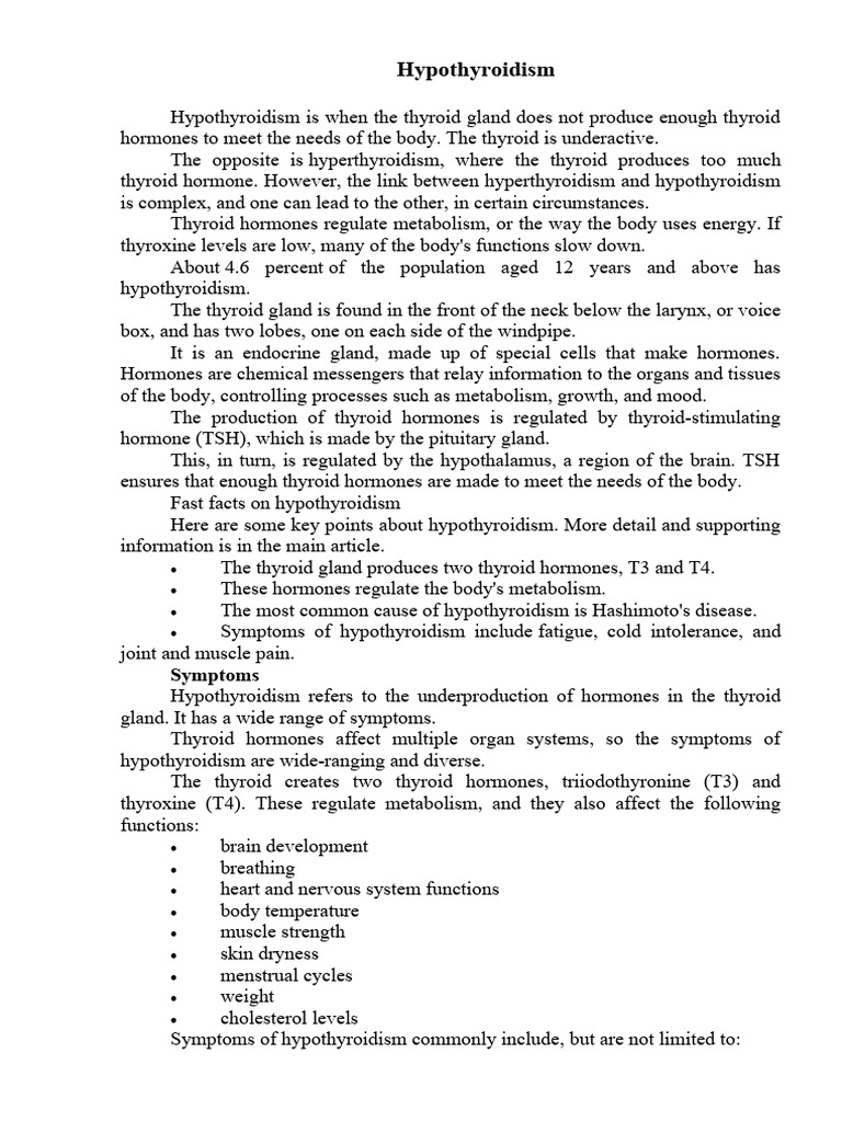 Hypothyroidism Conspect | PDF | Hypothyroidism | Thyroid