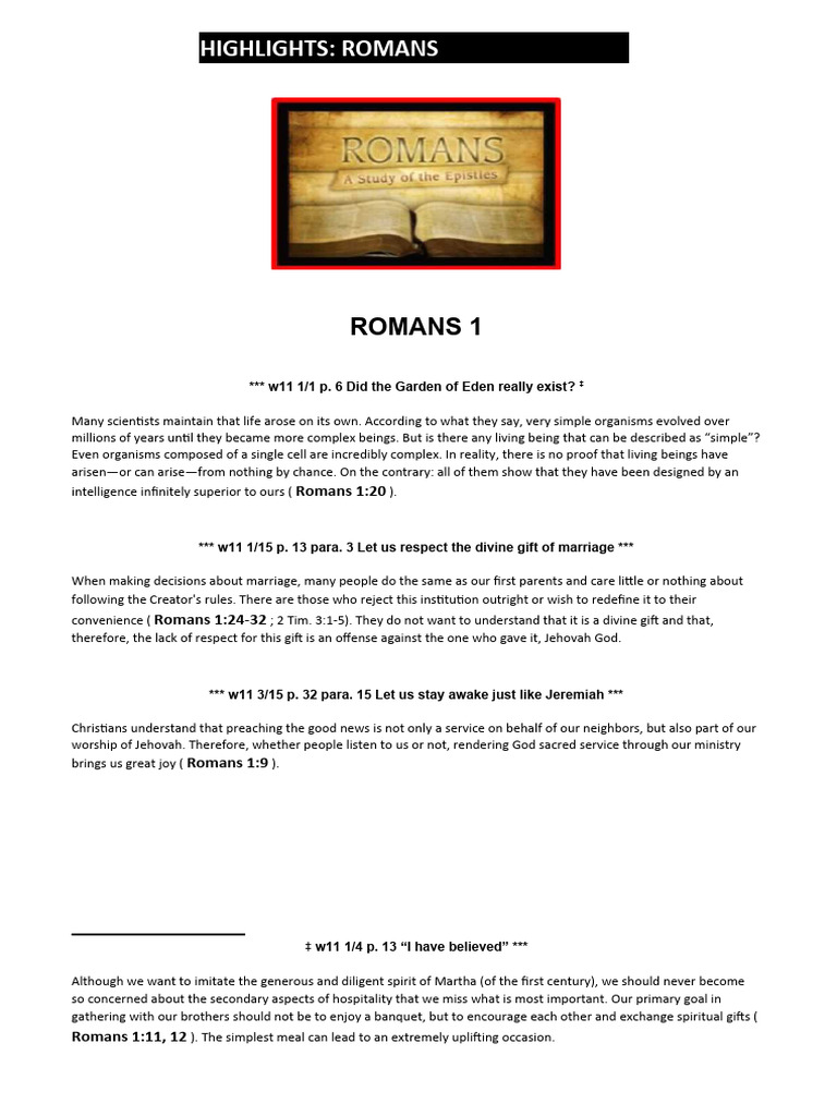 45 - Highlights of The Bible Romans 1 To 16 - (Bible Highlights Romans) | PDF | Epistle To The ...