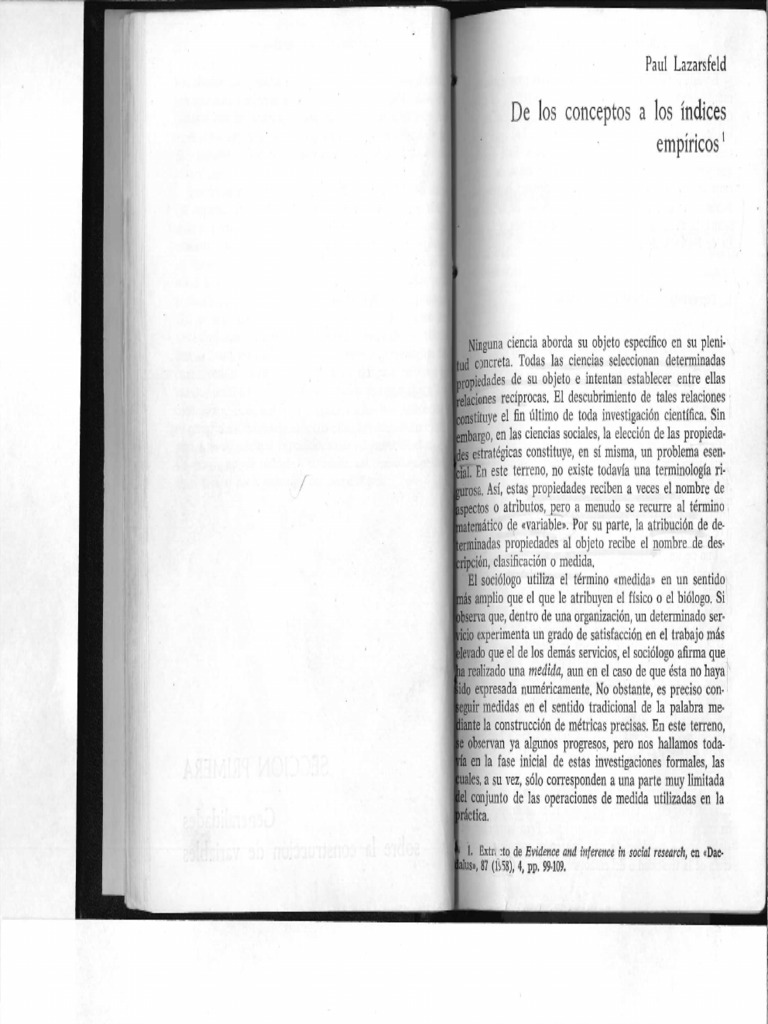 Lazarsfeld - de Los Conceptos A Los Índices Empíricos - Libro | PDF