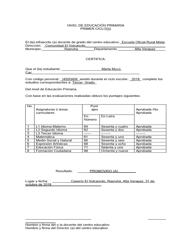 Reposicion de Certificado | PDF | Educación primaria