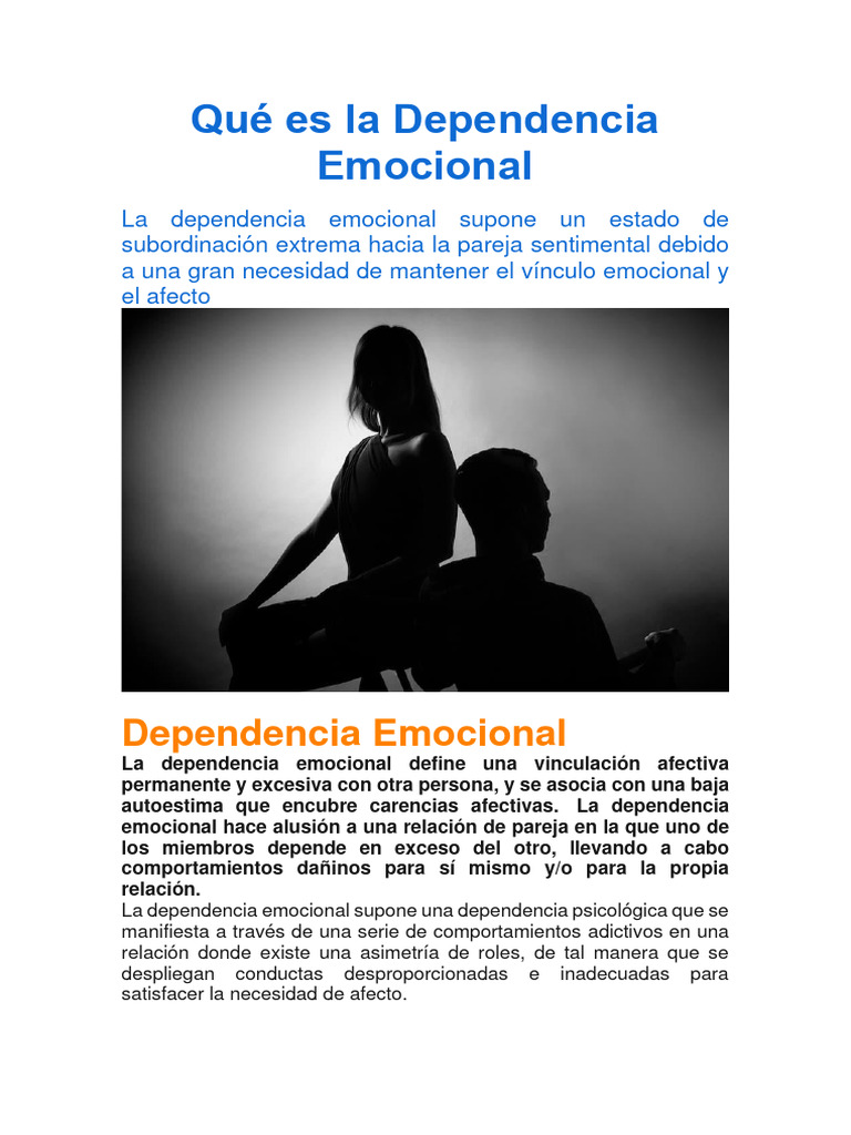 Que Es Dependencia Emocional | PDF | Las emociones | Depresión (estado de ánimo)