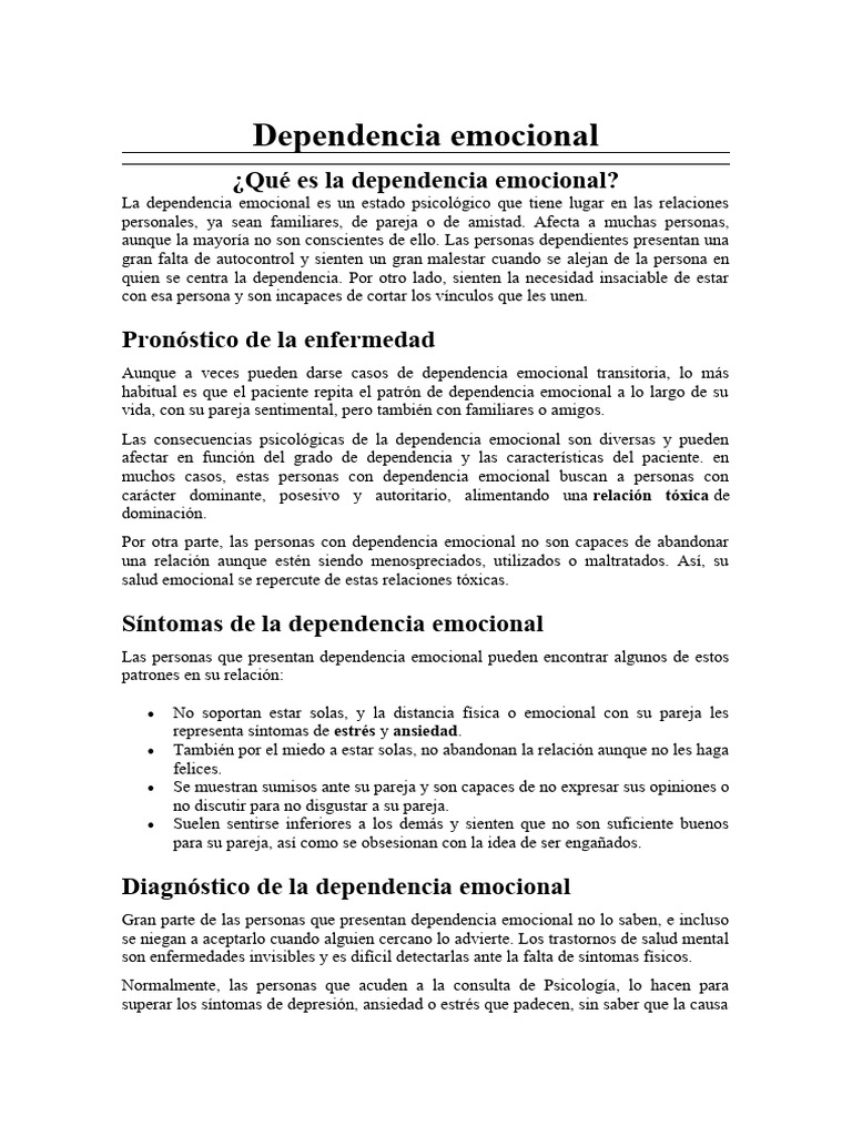 Tratamiento Dependencia Emocional | PDF | Las emociones | Ansiedad