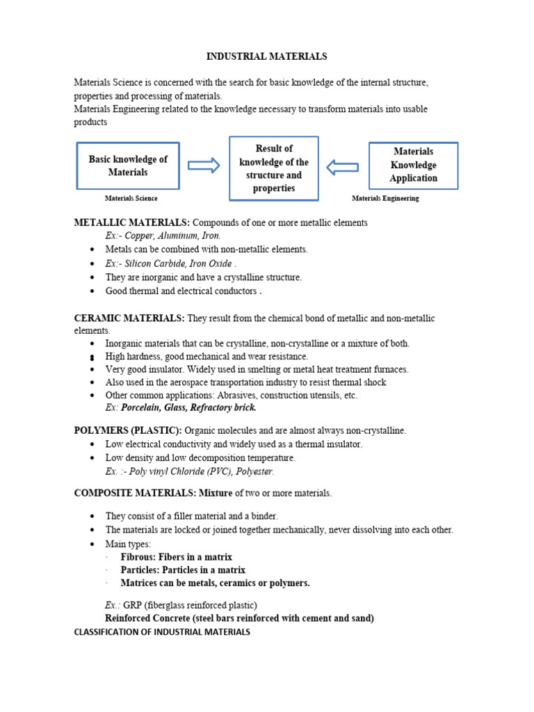Classification of Industrial Materials | PDF | Materials Science | Metals