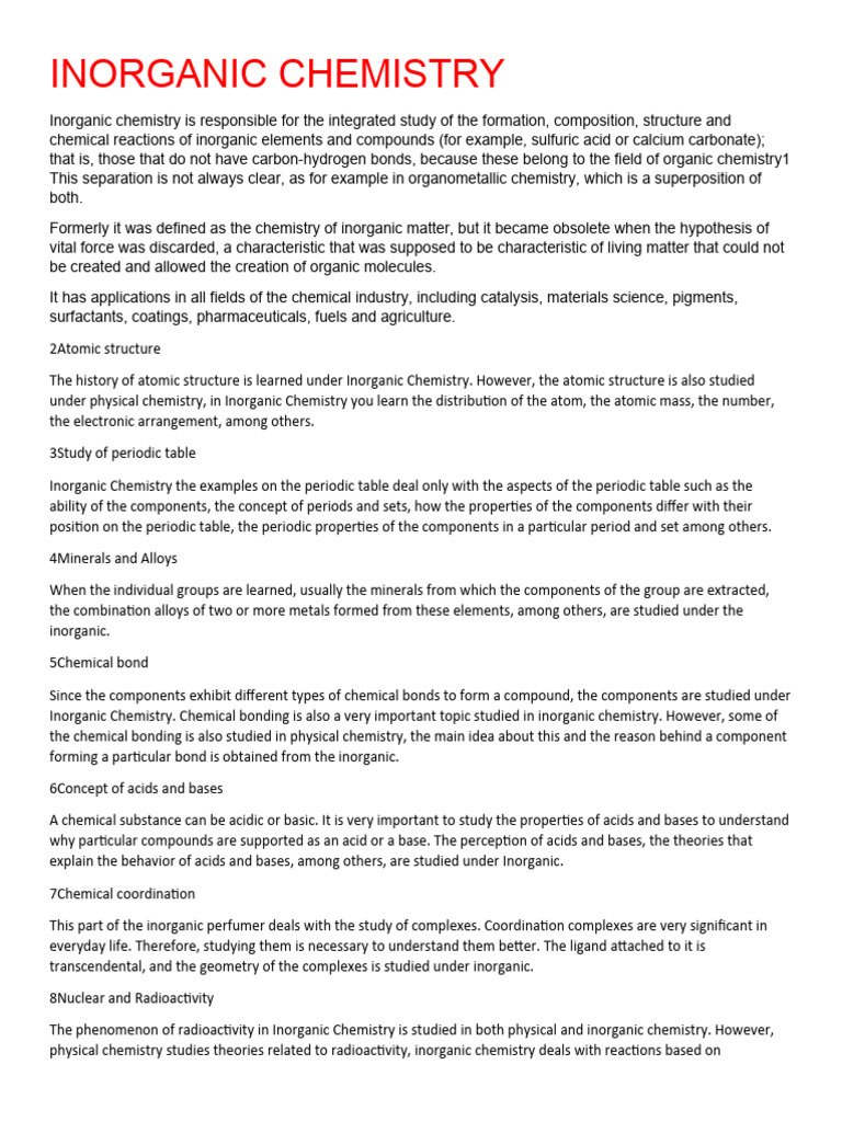 Inorganic Chemistry | PDF | Chemistry | Inorganic Chemistry