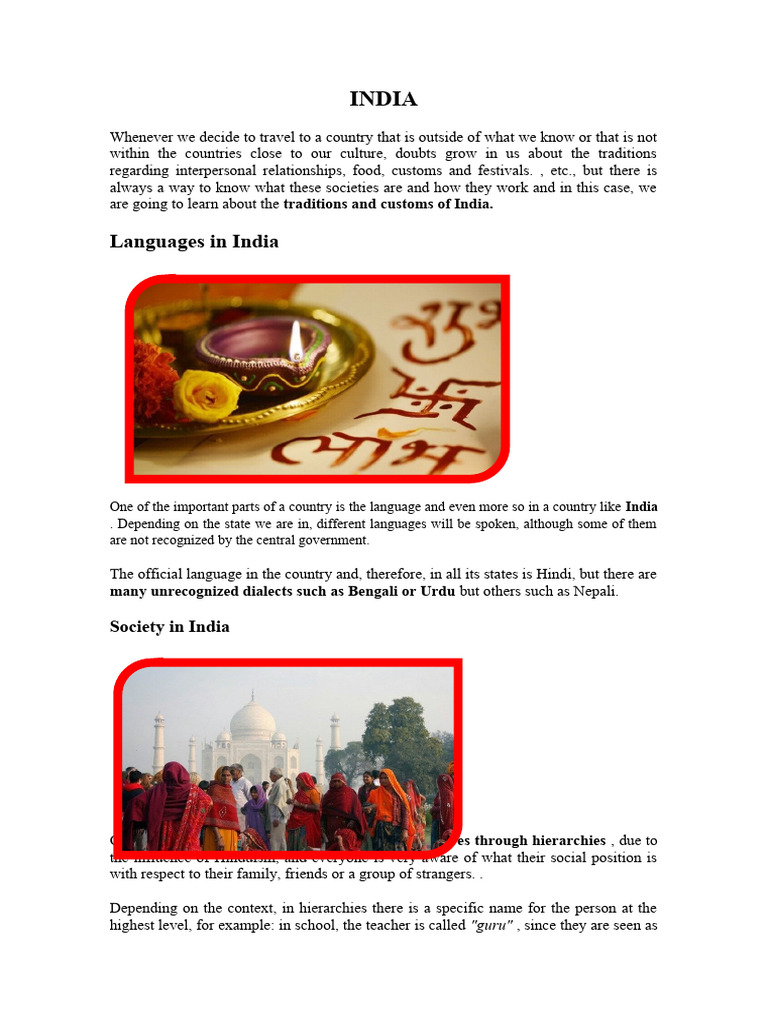 Customs of India | PDF | Indian Cuisine | Curry