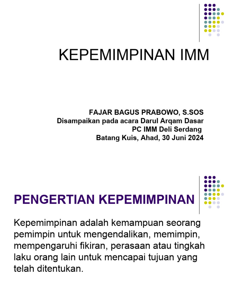 Kepemimpinan IMM | PDF | Karier & Perkembangan | Sains & Matematika