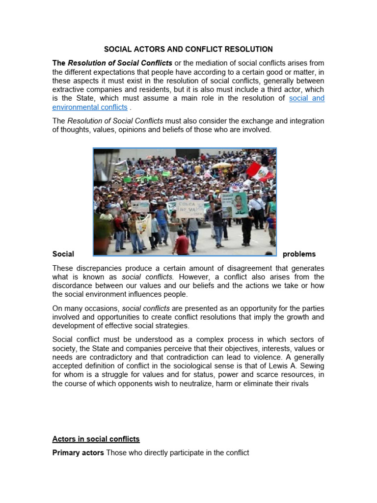 Social Actors and Conflict Resolution | PDF | Conflict (Process ...