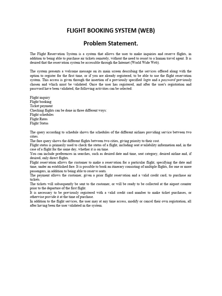 General Diagram of Use Cases of A Flight Reservation System | PDF ...