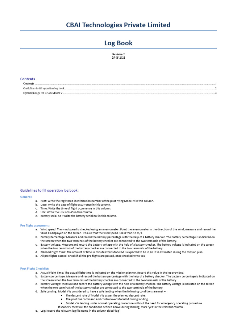10.3 UAS Operations and Maintenance Log | PDF | Unmanned Aerial Vehicle ...