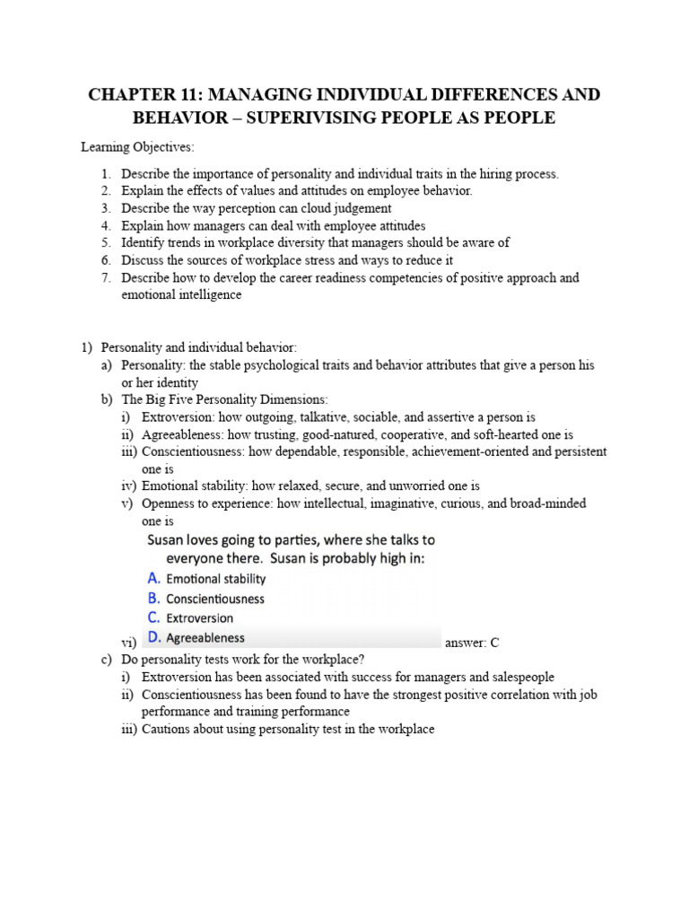 Managing Individual Differences | PDF | Attitude (Psychology) | Emotions