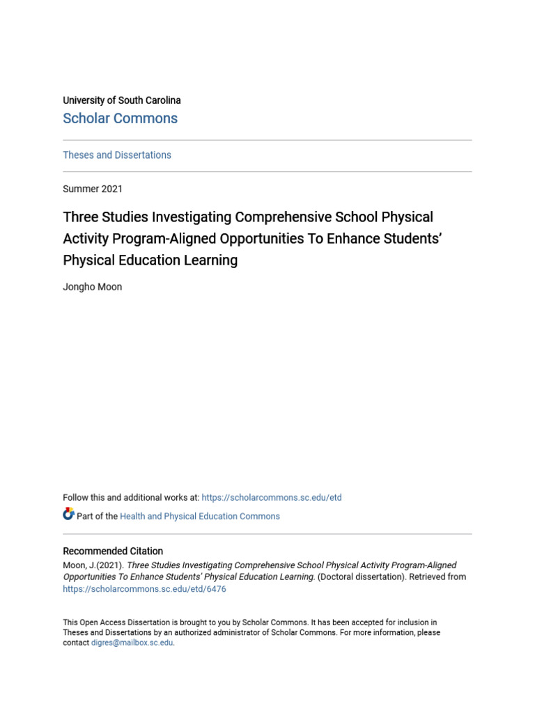 4 - Three Studies Investigating Comprehensive School Physical Activit | PDF | Meta Analysis ...