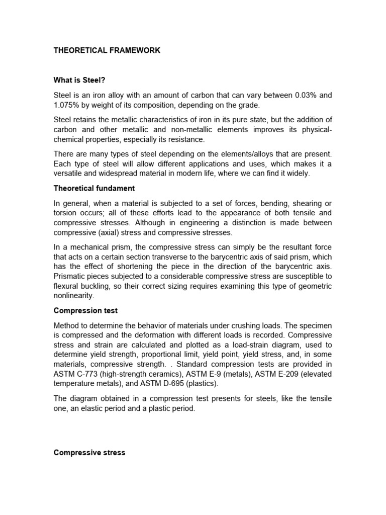 Theoretical Framework. Compression Test | PDF | Stress (Mechanics ...