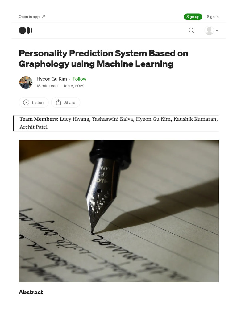 Personality Prediction System Based On Graphology Using Machine ...