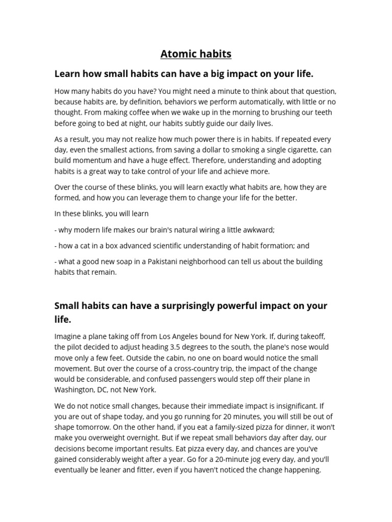 Atomic Habits | PDF | Habits | Reward System