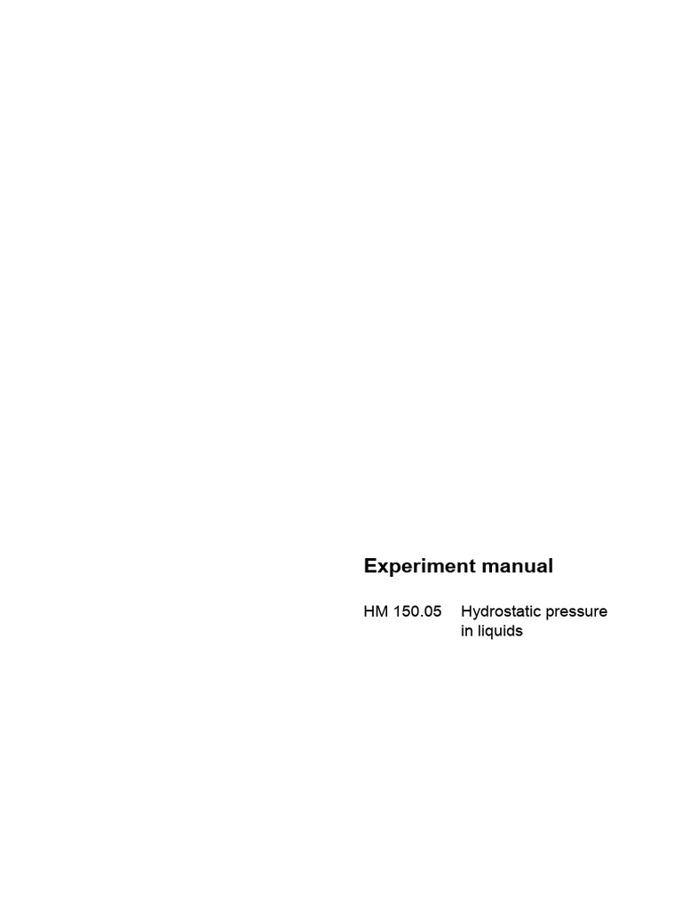 HM150.05 - Hydrostatic Pressure in Liquids | PDF | Pressure | Force