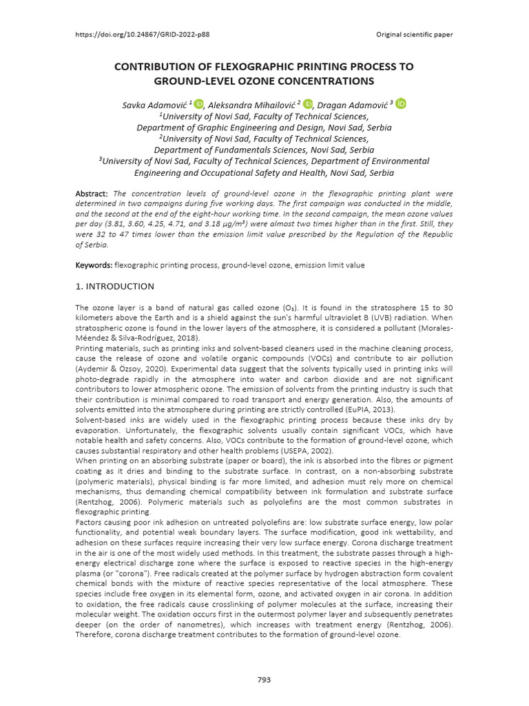 Contribution of Flexographic Printing Process To Ozone | PDF | Ozone ...